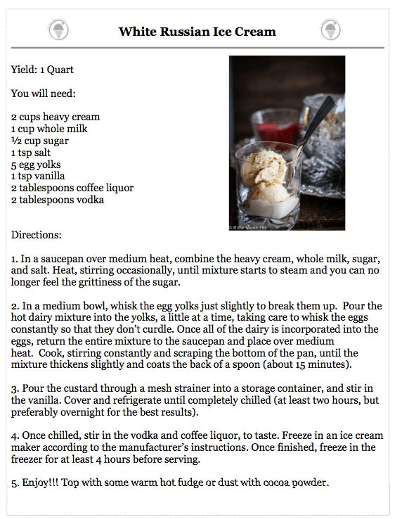 White Russian Ice Cream – if the spoon fits
